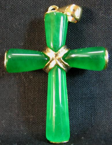 Enchanting Emerald Jade Cross Chinese Pendant